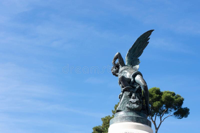 Fallen Angel in the Retiro Park, Madrid Stock Photo - Image of urban ...