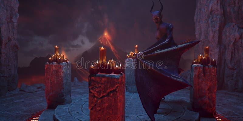 Fallen angel satan in hell stock illustration. Illustration of angel ...