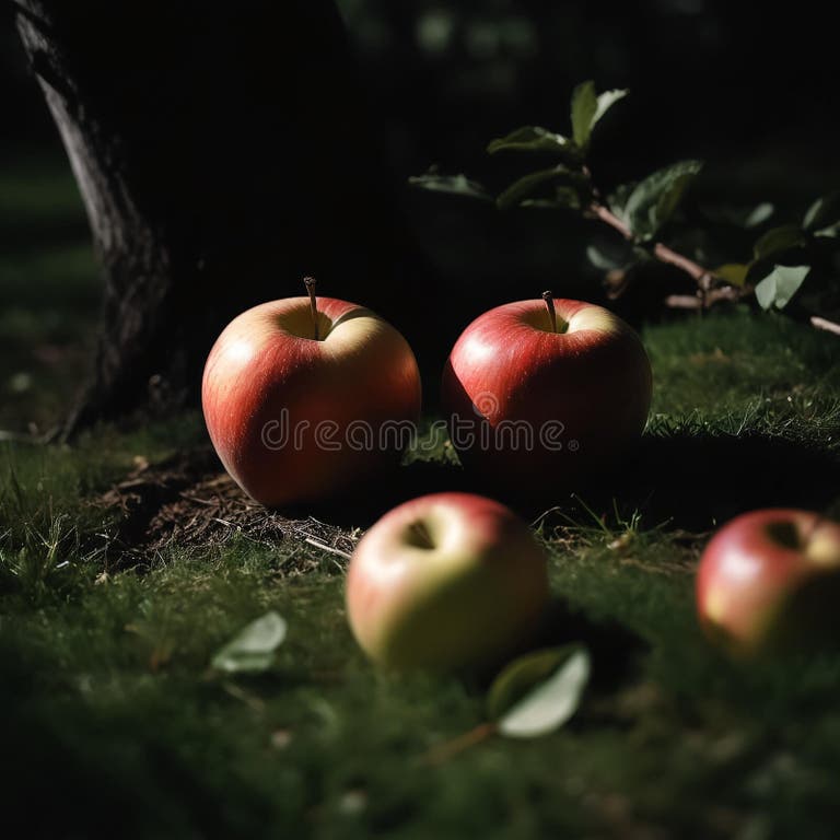 Fallen Apples from the Tree. Generative AI Stock Illustration ...