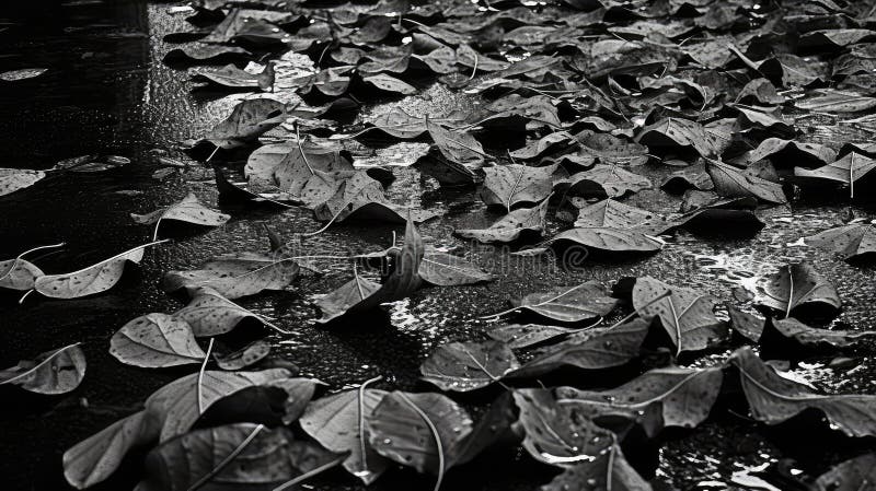 Fallen Black and White Leaf Stock Illustration - Illustration of ...