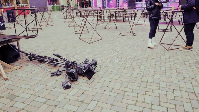 Fallen and Broken Video Camera. Video Camera on the Floor Stock Footage ...