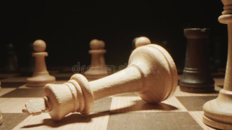 Fallen Chess King Piece on the Chessboard. Macro Dolly Shot Stock Video ...