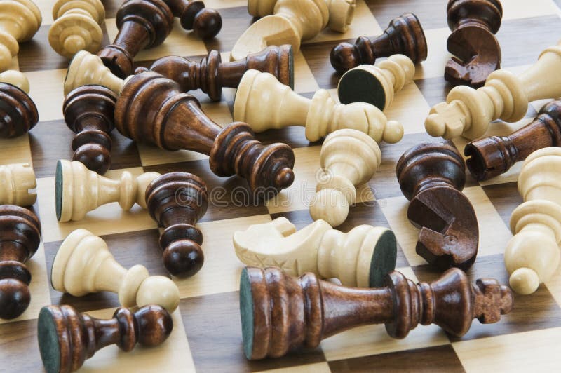 Fallen chess pieces stock image. Image of competition - 5969341