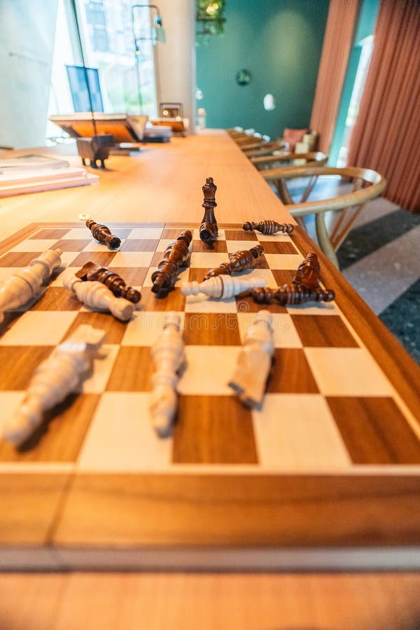 Fallen Chess Pieces Representing a Winner Being the King of the Game ...