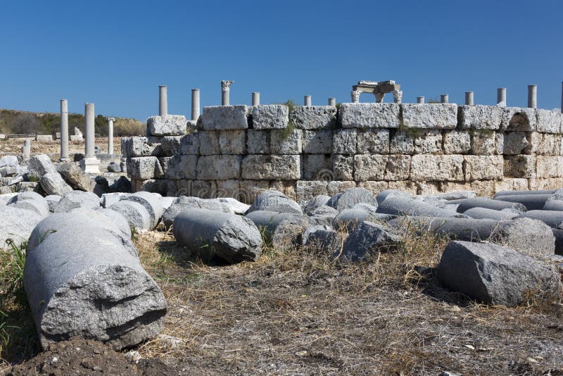 Fallen Columns on the Agora in Perge Editorial Stock Photo - Image of ...