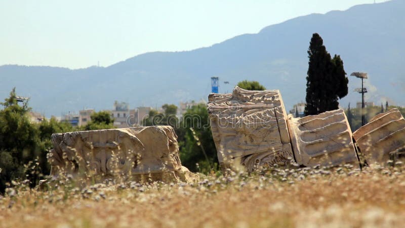 Fallen Columns in the Temple of Olympian Zeus in Athens, Greece Stock ...