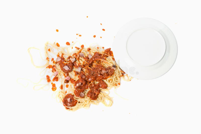 A fallen dish of pasta stock photo. Image of floor, messy - 112824622
