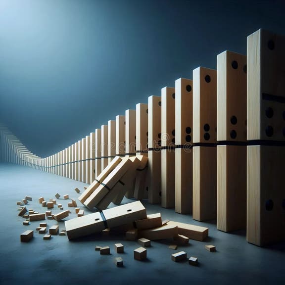 A Fallen Domino Chain, Ai Generated Image Stock Photo - Image of ...