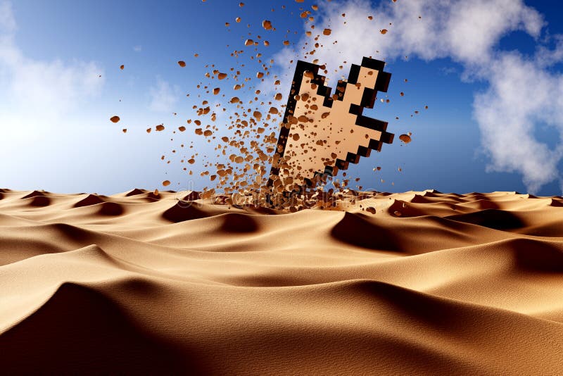 Fallen Down Error Crashed Computer Mouse Cursor Pixel Pointer in Desert ... Fallen Down Error Crashed Computer Mouse Cursor Pixel Pointer in Desert ...