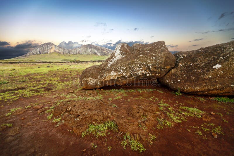 Fallen Moai Near Hanga Roa Town, Easter Island Chile Stock Photo ...