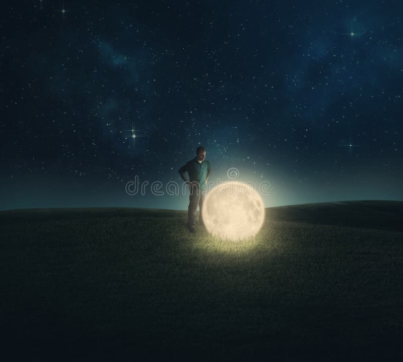 Fallen moon. stock image. Image of world, surreal, star - 39475739