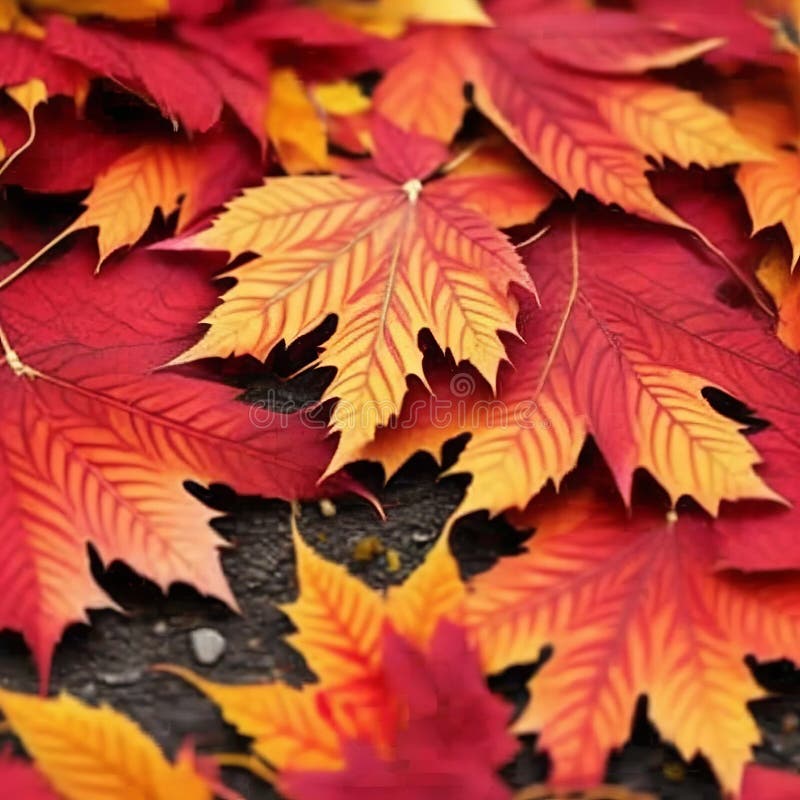 Fallen Red Maple Leaves Cover the Forest Floor. Stock Illustration ...