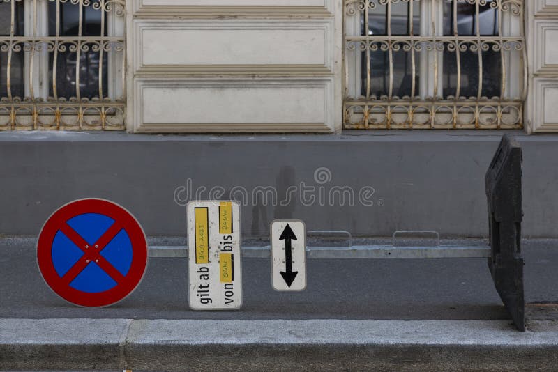 The Fallen Road Sign "Stop is Prohibited Stock Image - Image of asphalt ...