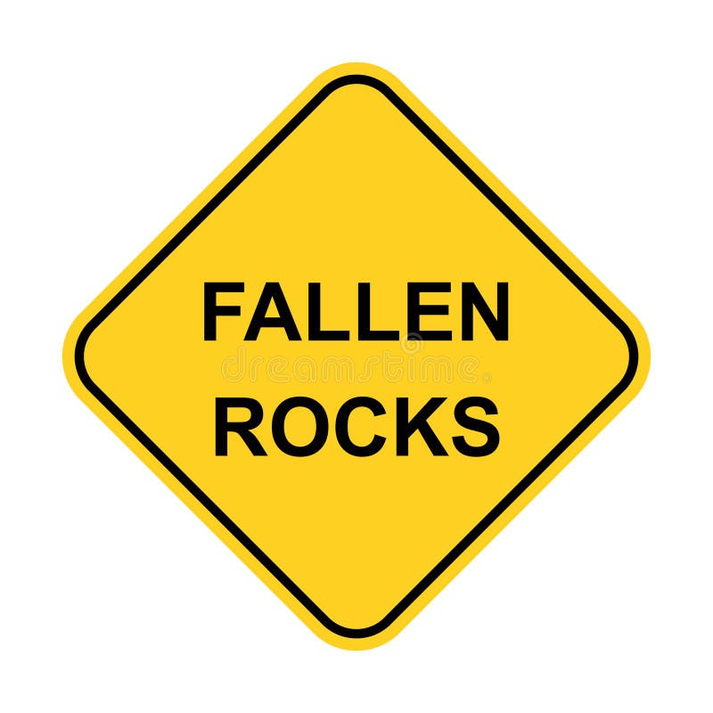 Fallen Rocks Warning Road Sign Vector Stock Illustration - Illustration ...