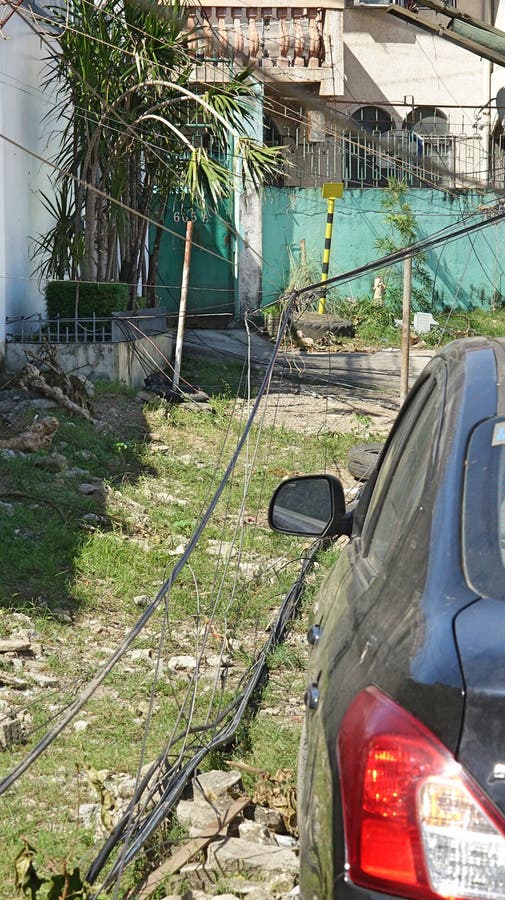 Fallen Telephone Cable and Electrical Wires Editorial Stock Image ...
