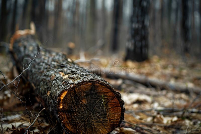 Fallen Tree in Forest Depicting Environmental Deforestation Issue Stock ...