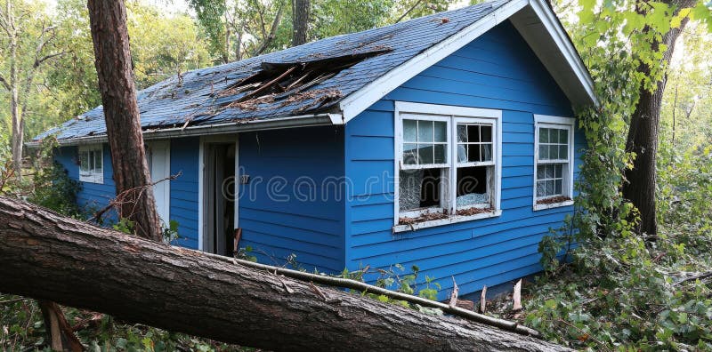 Fallen Tree on Home - Gale Aftermath, Intense Weather, Tempest Damage ...
