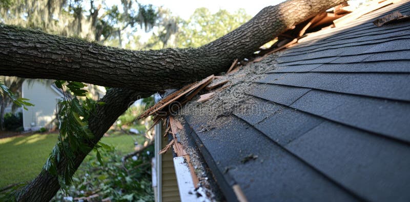 Fallen Tree on Home - Gale Aftermath, Intense Weather, Tempest Damage ...