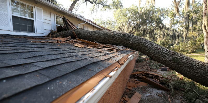 Fallen Tree on Home - Gale Aftermath, Intense Weather, Tempest Damage ...