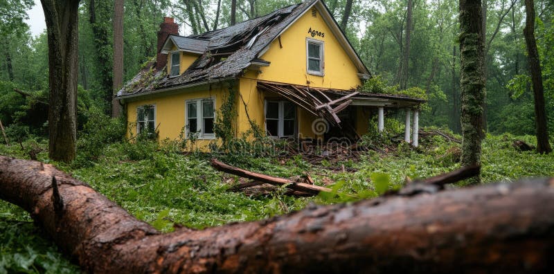 Fallen Tree on Home - Gale Aftermath, Intense Weather, Tempest Damage ...