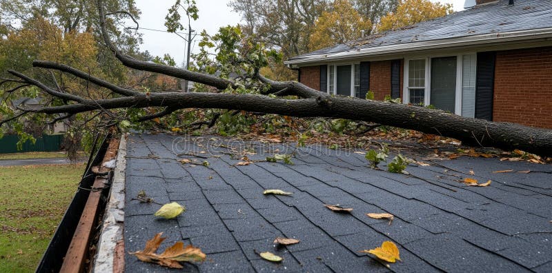Fallen Tree on Home - Gale Aftermath, Intense Weather, Tempest Damage ...
