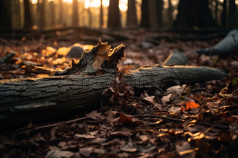 A Fallen Tree Laying on the Ground in a Forest Stock Illustration ...
