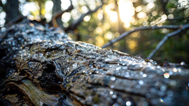 A Fallen Tree Lays on Its Side Transformed into a Gleaming Crystal ...
