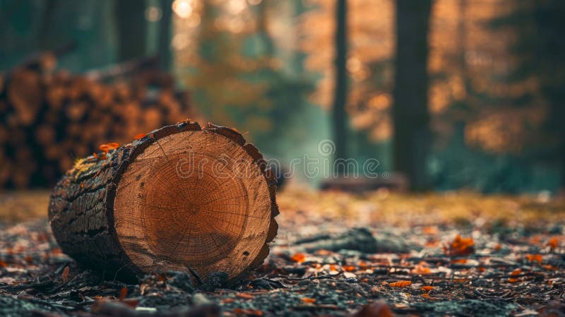 Fallen Tree Log in Forest Clearing. Generative Ai Stock Illustration ...