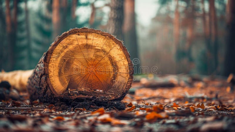 Fallen Tree Log in Forest Clearing. Generative Ai Stock Illustration ...