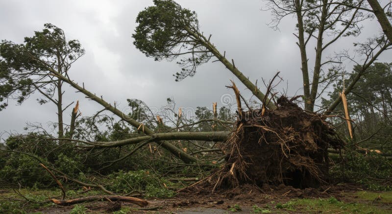 Fallen Tree after Storm Damage Showing Uprooted Roots and Broken ...