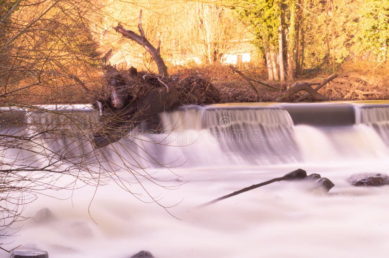 Fallen tree waterfall stock image. Image of waterfall - 211706253