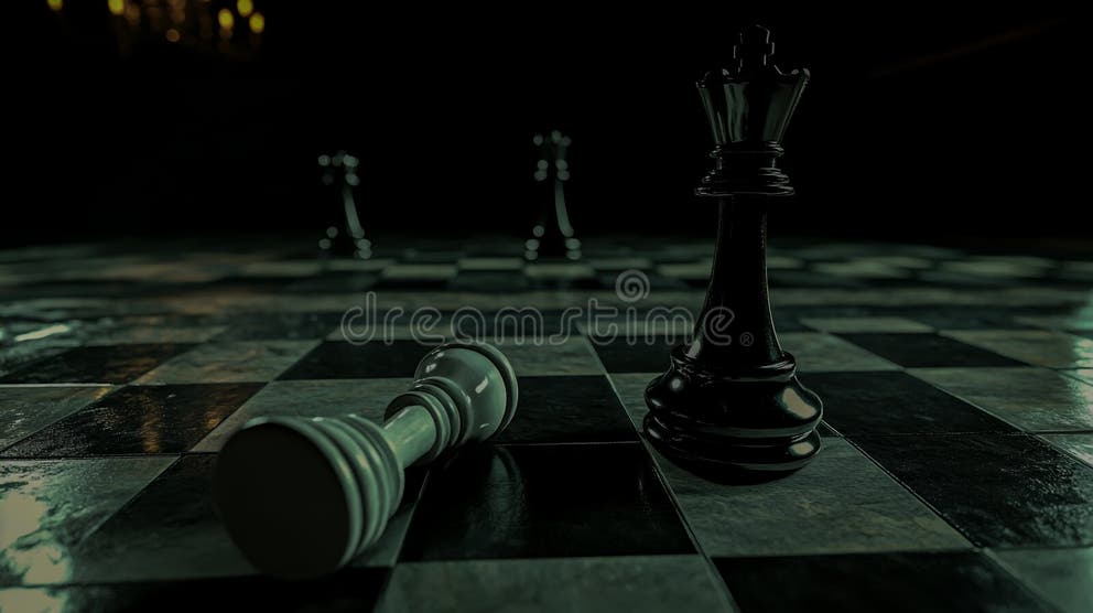 Fallen White King on Chessboard Symbolizing Defeat and Strategy Stock ...