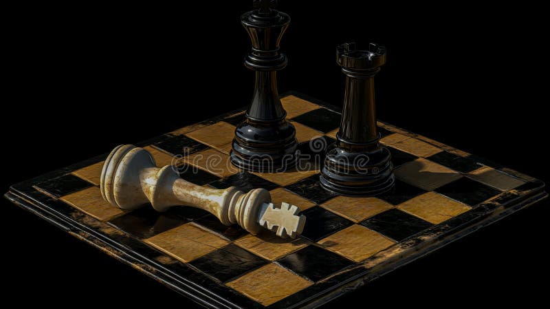 Fallen White King on Chessboard Symbolizing Defeat and Strategy Stock ...
