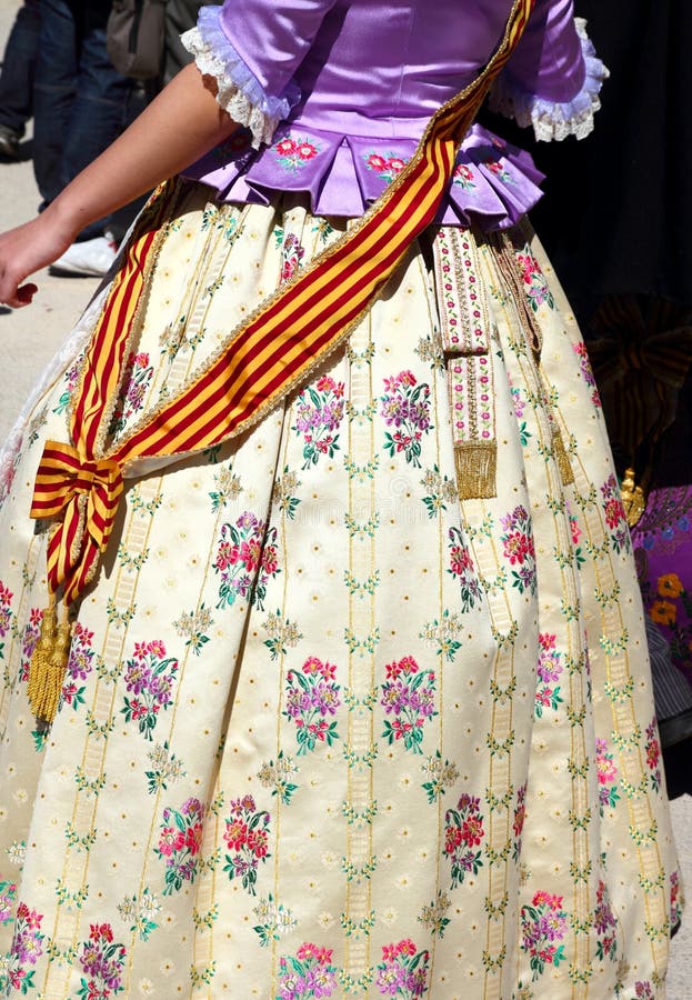 Falleras Costume Fallas Dress Detail from Valencia Stock Image - Image ...