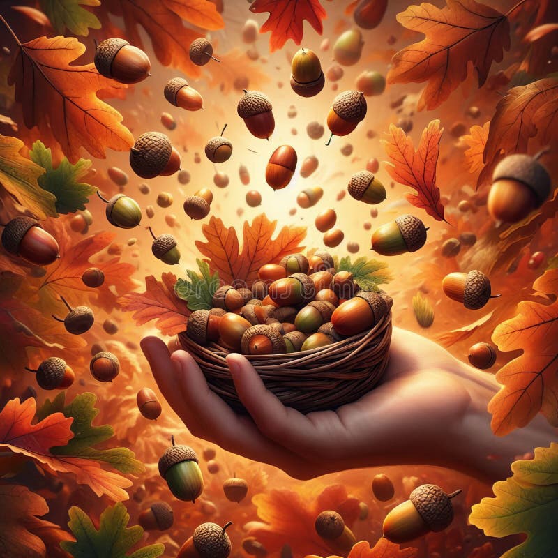 Falling Acorns, Close Up, Phot Stock Image - Image of item, aigenerated ...