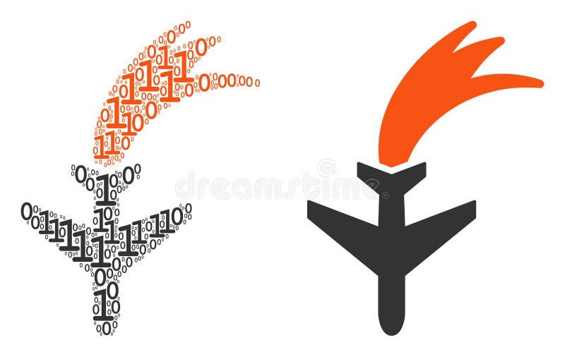 Falling Airplane Mosaic of Binary Digits Stock Vector - Illustration of ...