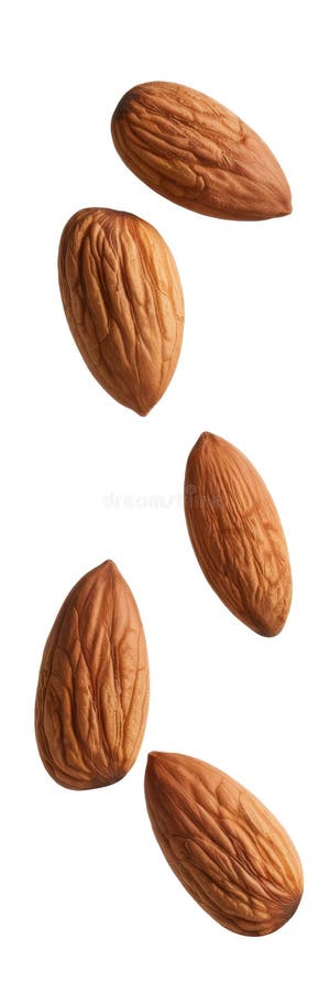 Falling Almonds Isolated on White Background Stock Illustration ...