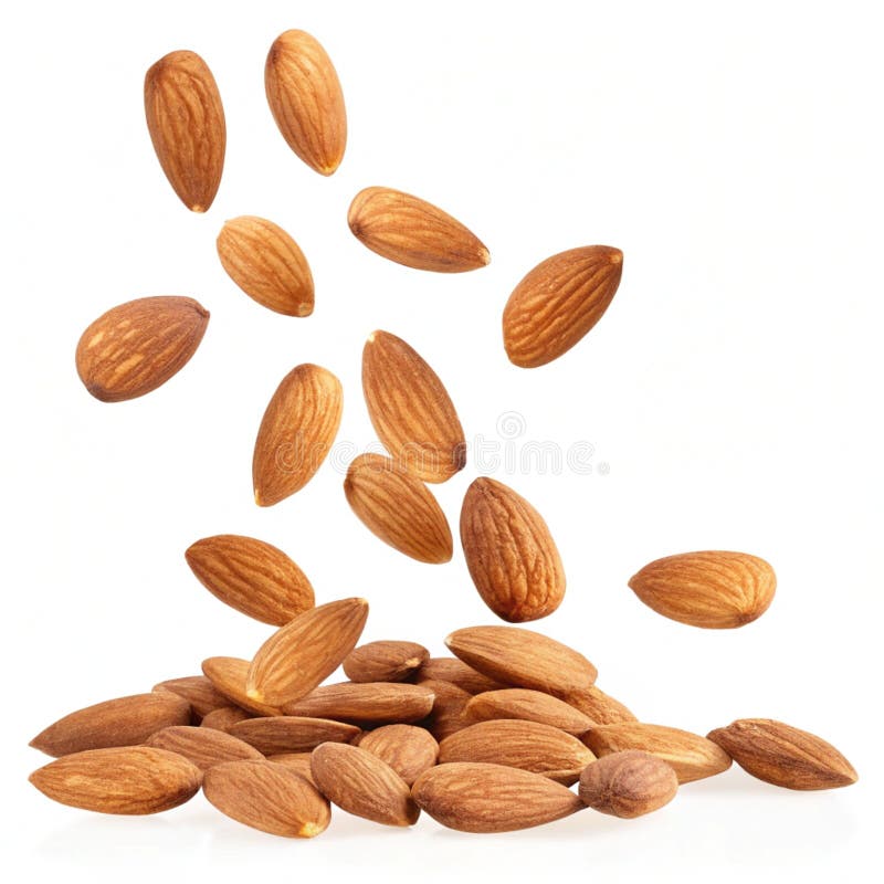 Falling Almonds Realistic Nuts Isolated on White Background Stock ...