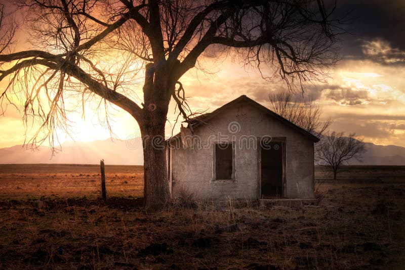 Falling Apart House at Sunset Stock Image - Image of outdoors, natural ...