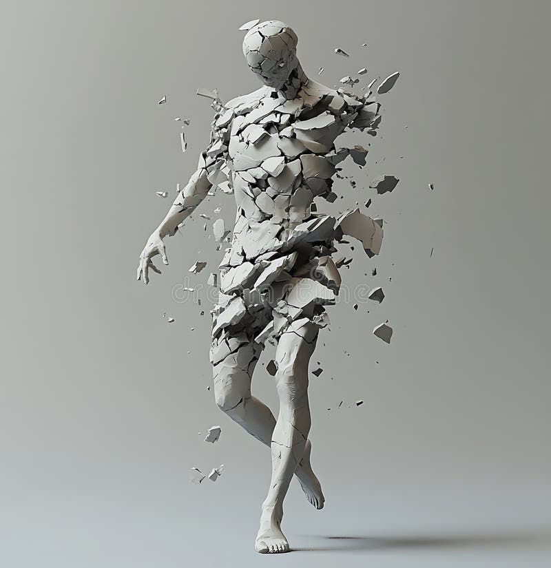 A Falling Apart Statue of a Human Stock Image - Image of piece, fall ...