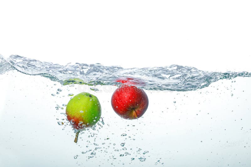 Falling Apple into Clean Water Stock Photo - Image of juicy, apple ...
