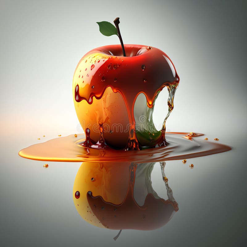 Falling Apple with Dripping Red Juice. 3d Rendering, 3d Illustration ...