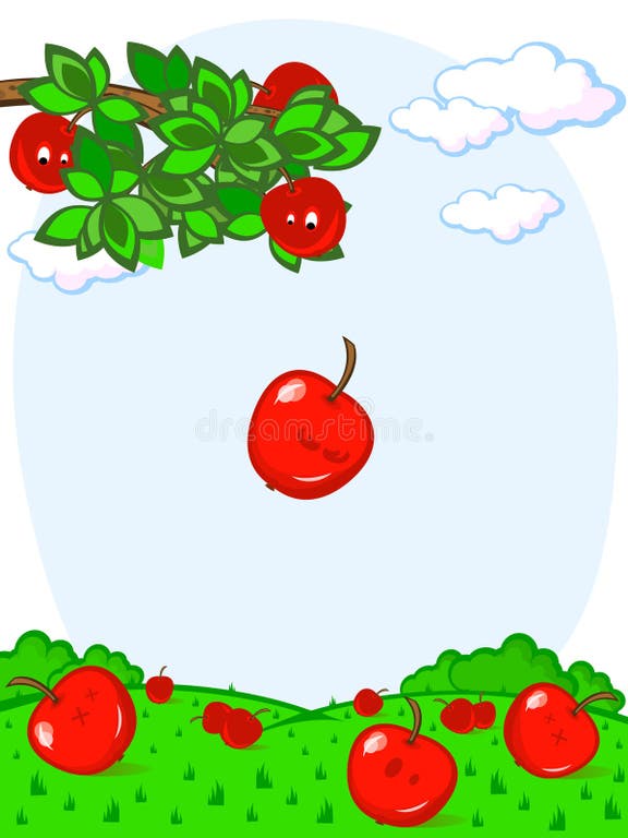 Apple Tree Falling Apples Stock Illustrations – 288 Apple Tree Falling ...