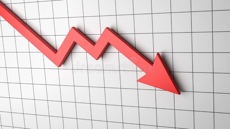 Decreasing Red Arrow On The Chart Stock Illustration - Illustration of ...