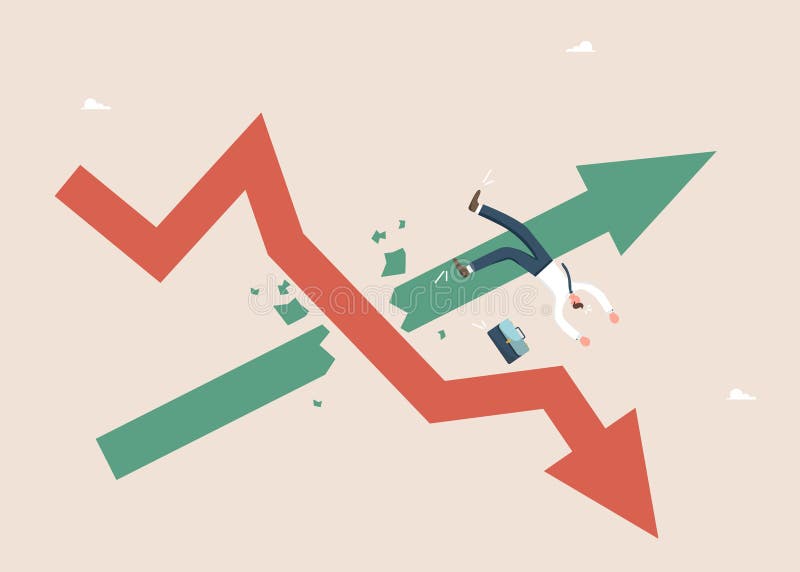 Falling Arrow Destroys Rising Arrow Stock Photo - Image of crisis ...