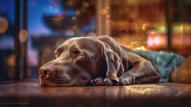 Falling Asleep Labrador Dog on Blurred House Generative AI Stock ...