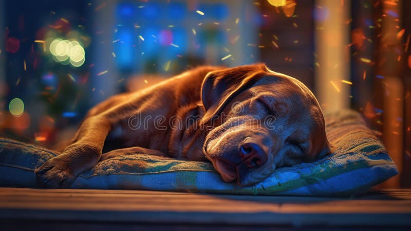 Falling Asleep Labrador Dog on Blurred House Generative AI Stock ...