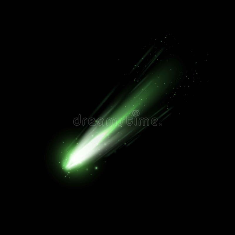 Falling Asteroid or Comet with Fire Tail. Realistic 3D Vector ...