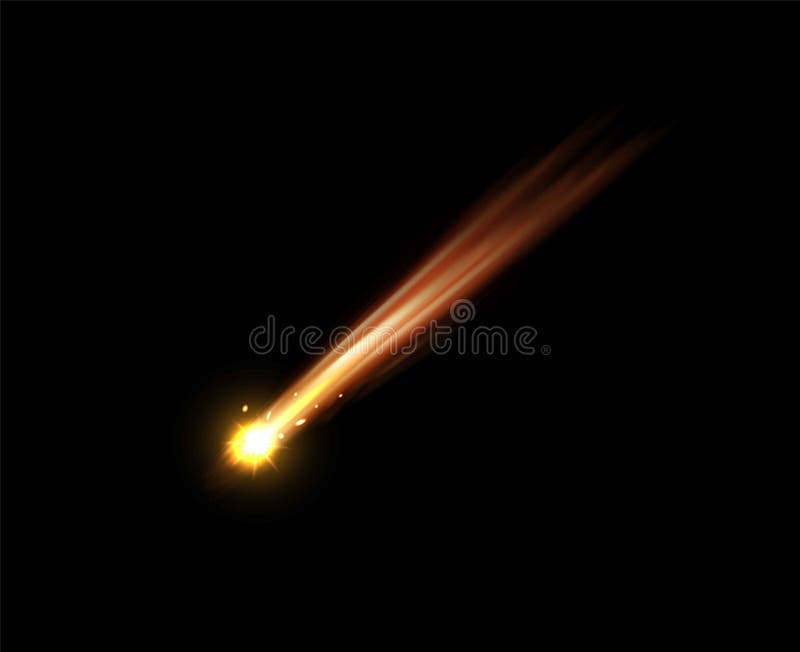 Falling Asteroid or Comet with Fire Tail, Realistic Vector Meteorite in ...