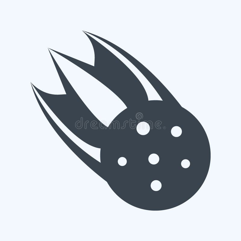 Falling Asteroid Icon in Trendy Glyph Style Isolated on Soft Blue ...